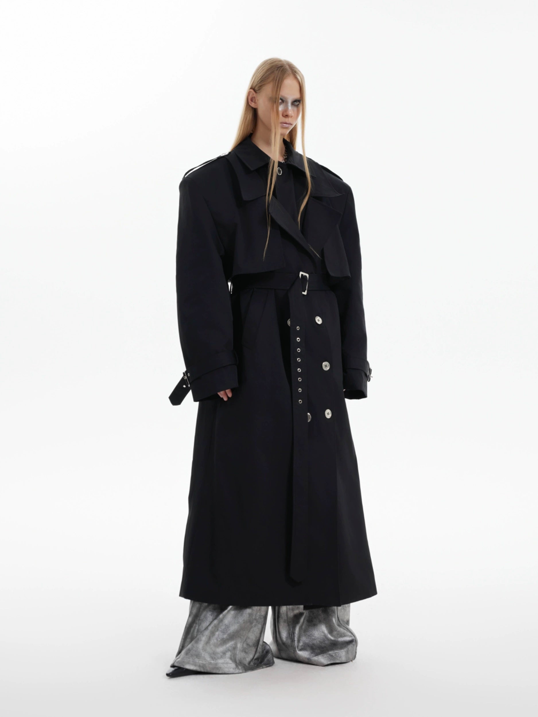Fake Layered Shoulder Pad Long Coat WN8655 – WONDER NOAH