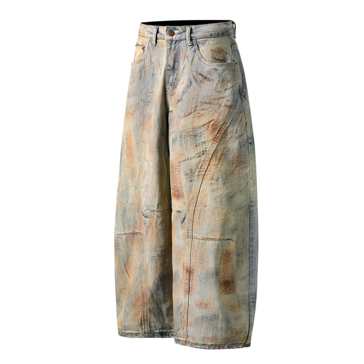 Washed Mud Dye Dirty Wide-Leg Denim Jeans WN15083 – WONDER NOAH