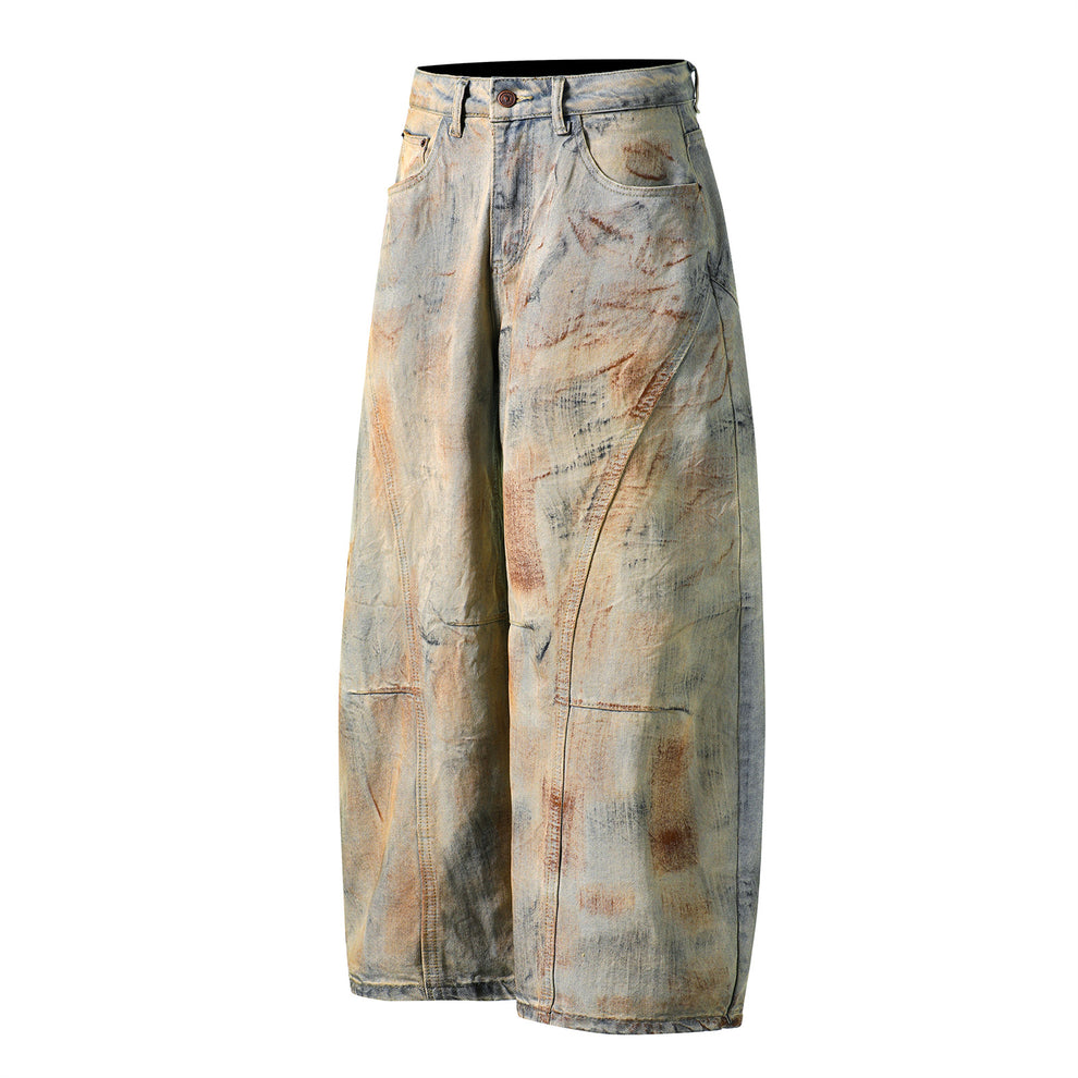 Washed Mud Dye Dirty Wide-Leg Denim Jeans WN15083 – WONDER NOAH