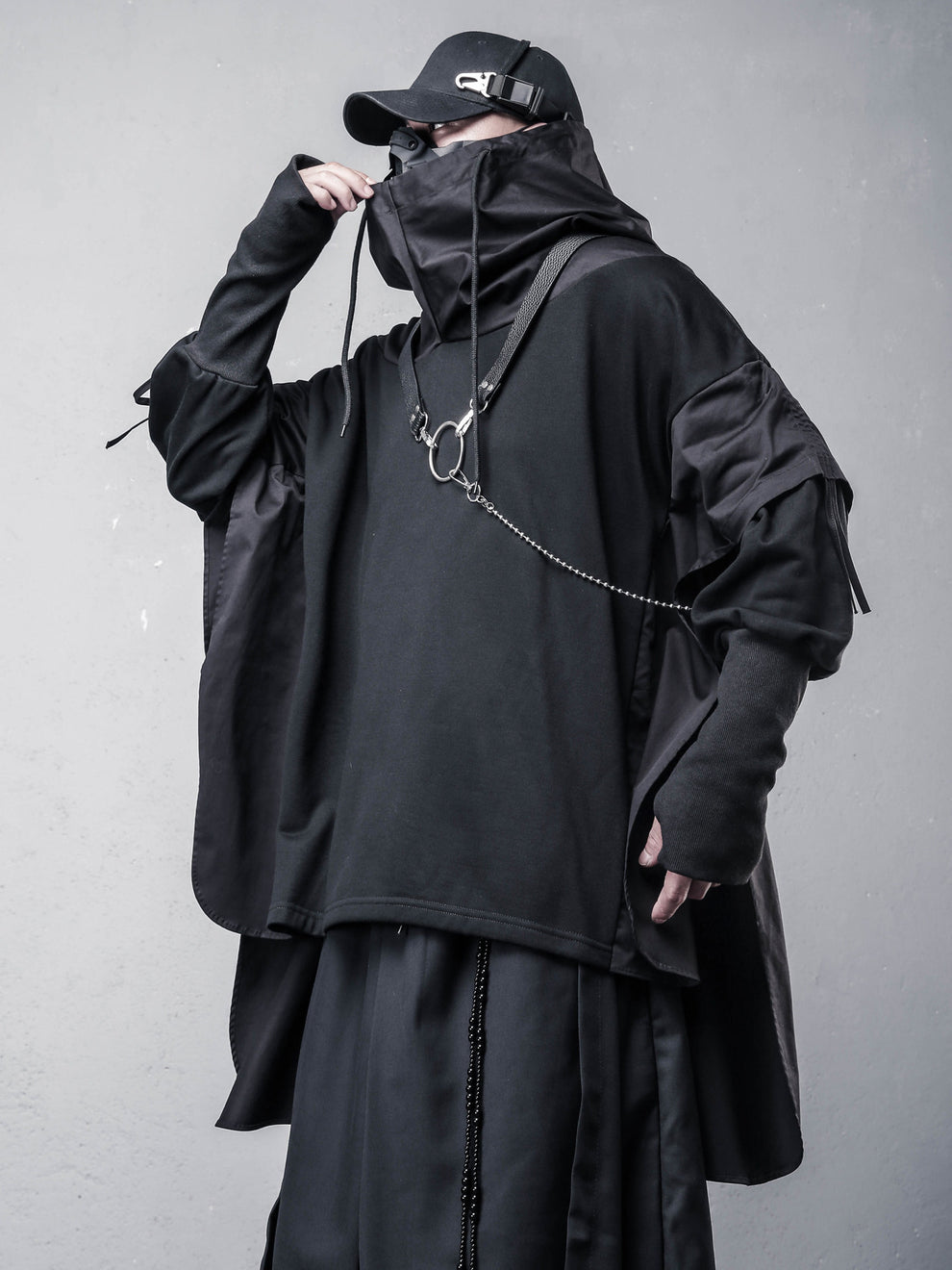 Cape Design Asymmetric Cut Hoodie WN22473 – WONDER NOAH