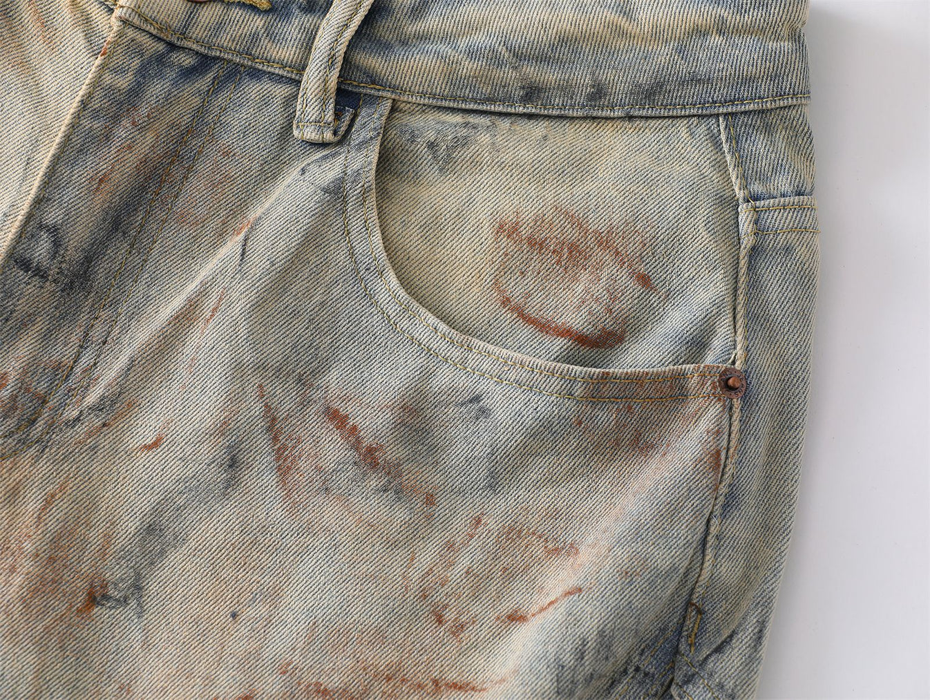 Washed Mud Dye Dirty Wide-Leg Denim Jeans WN15083 – WONDER NOAH