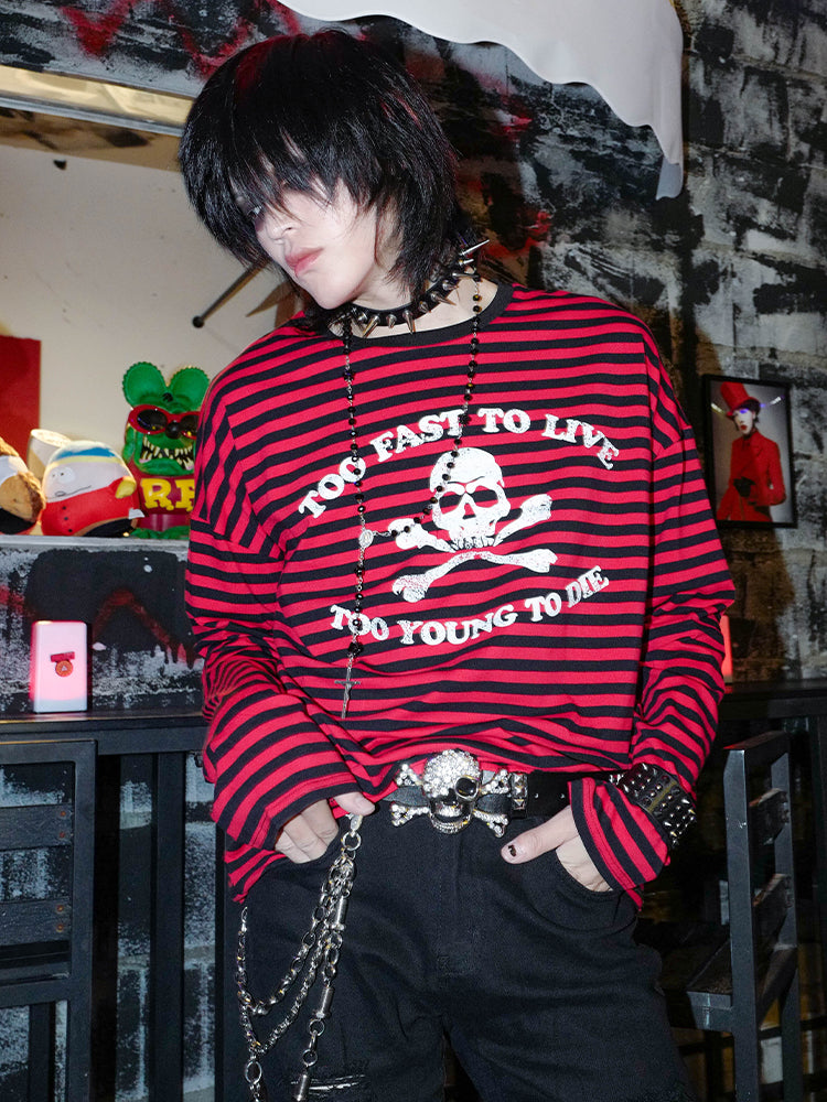 Skull Stripe Long Sleeve T-Shirt WN15897 – WONDER NOAH