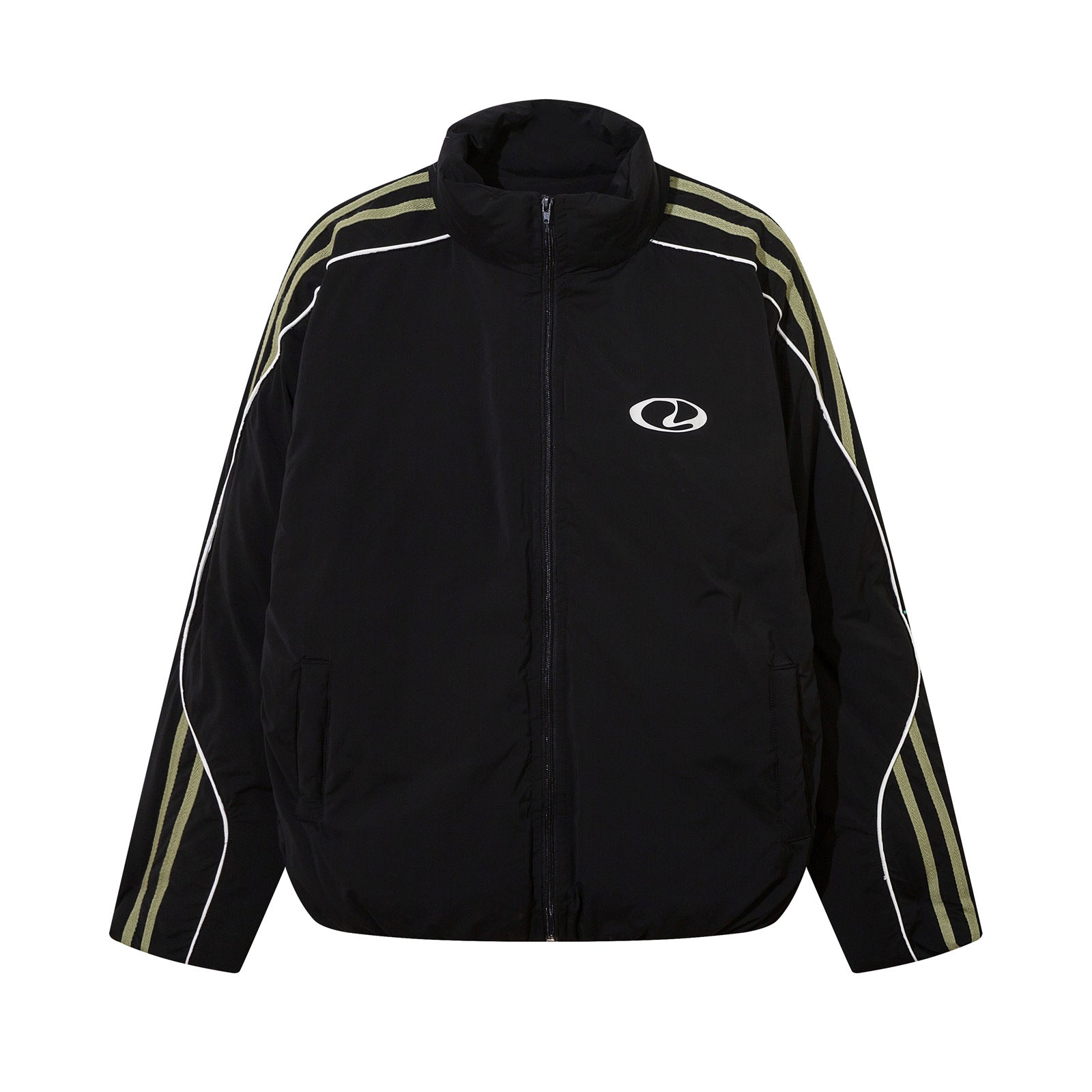 Stripe Webbing Patchwork High-Neck Puffer Jacket WN11559 – WONDER NOAH