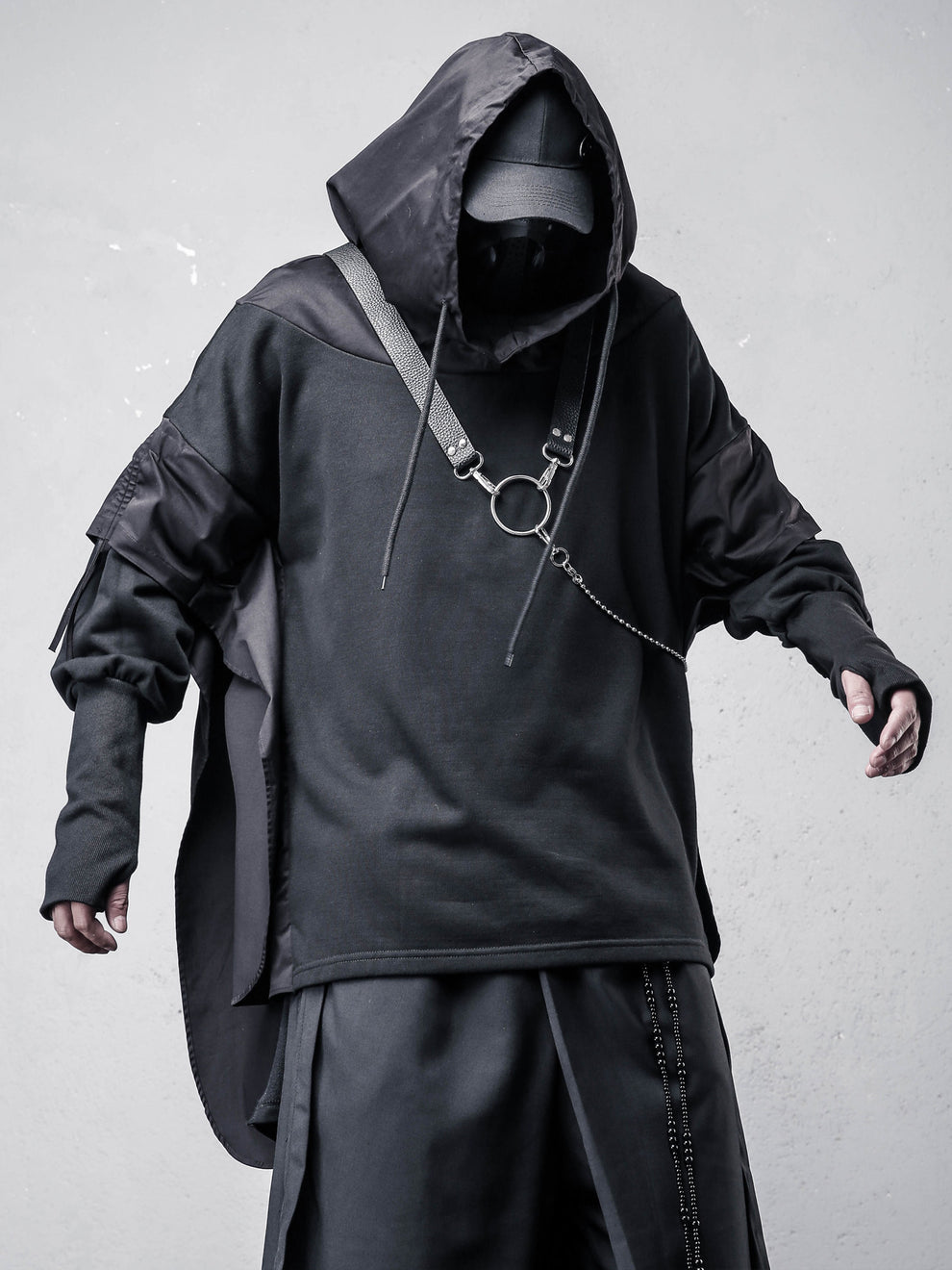 Cape Design Asymmetric Cut Hoodie WN22473 – WONDER NOAH