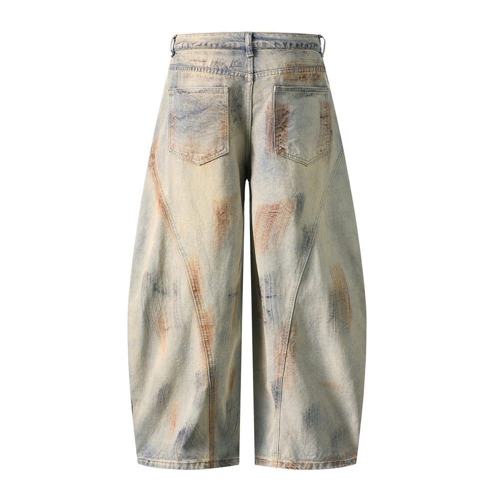 Washed Mud Dye Dirty Wide-Leg Denim Jeans WN15083 – WONDER NOAH