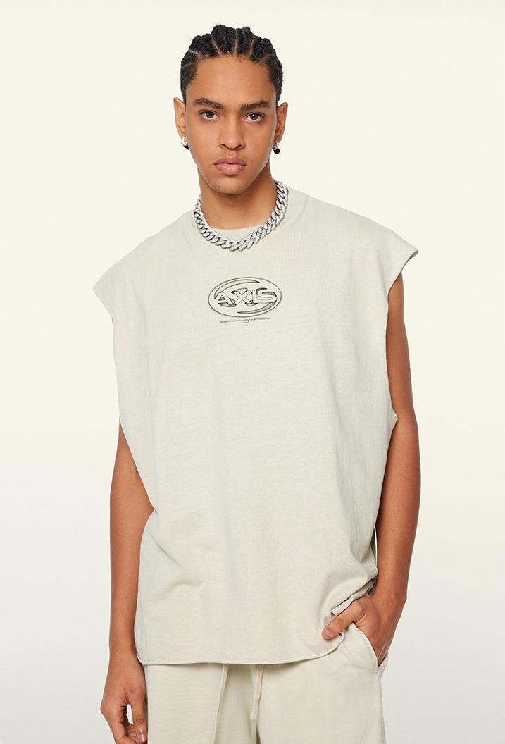 Whased Print Oversize Tank Top T-shirt WN6442 – WONDER NOAH