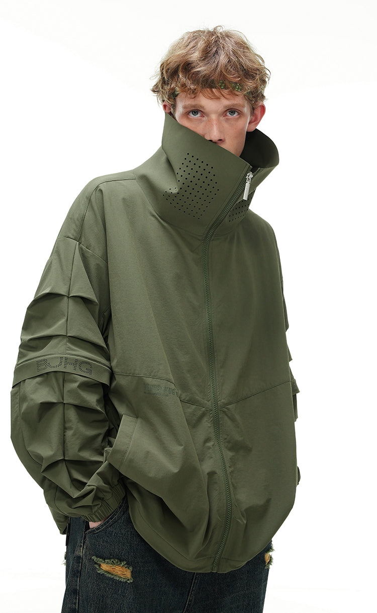 High-neck Detachable Sleeve Sporty Jacket & Wide Leg Sporty Cargo Pant ...