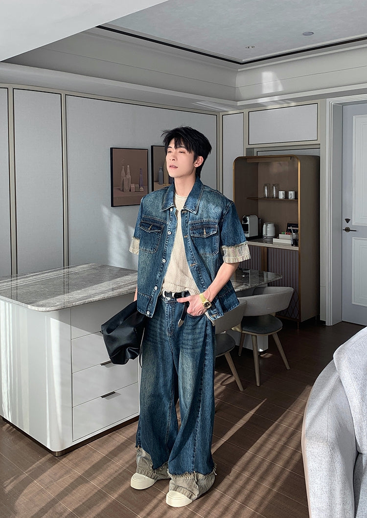 Short Sleeve Denim Shirt & Denim Jeans Setup WN20420 – WONDER NOAH