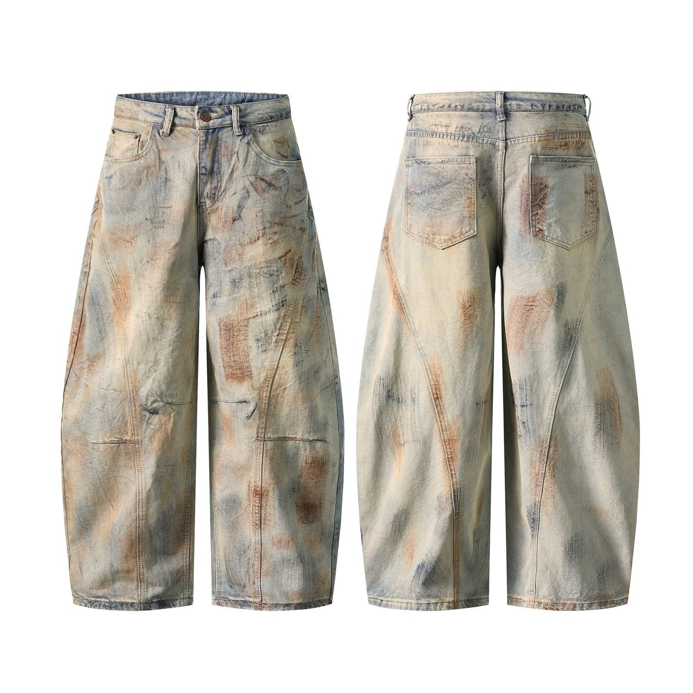 Washed Mud Dye Dirty Wide-Leg Denim Jeans WN15083 – WONDER NOAH