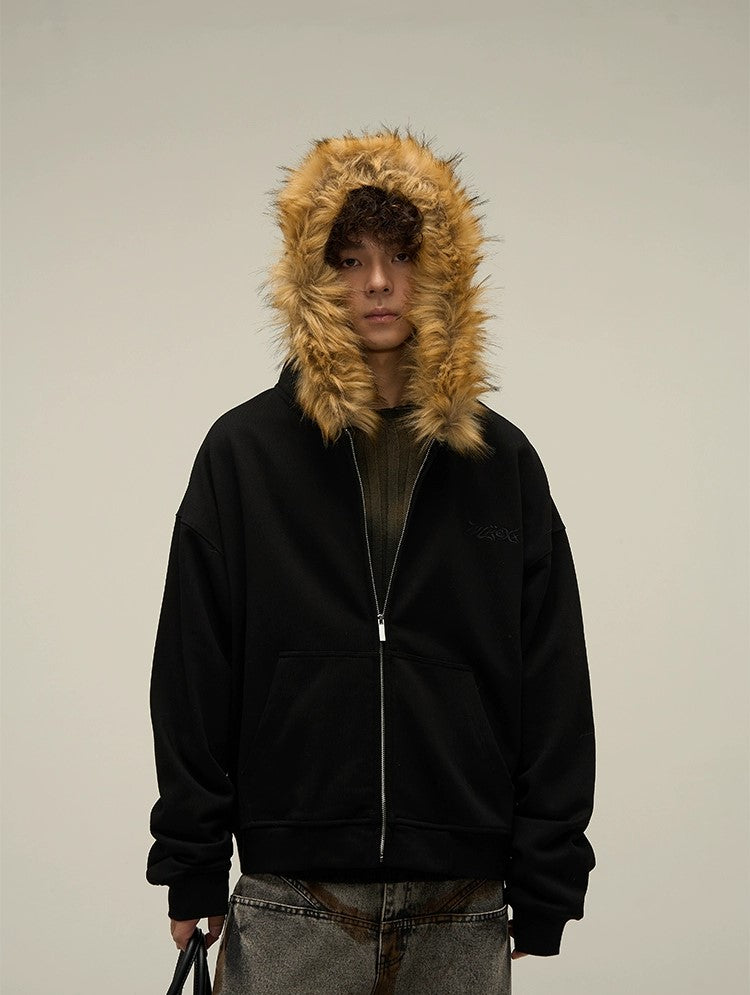 Oversize Fur Neck Zipper Hoodie WN3539 – WONDER NOAH