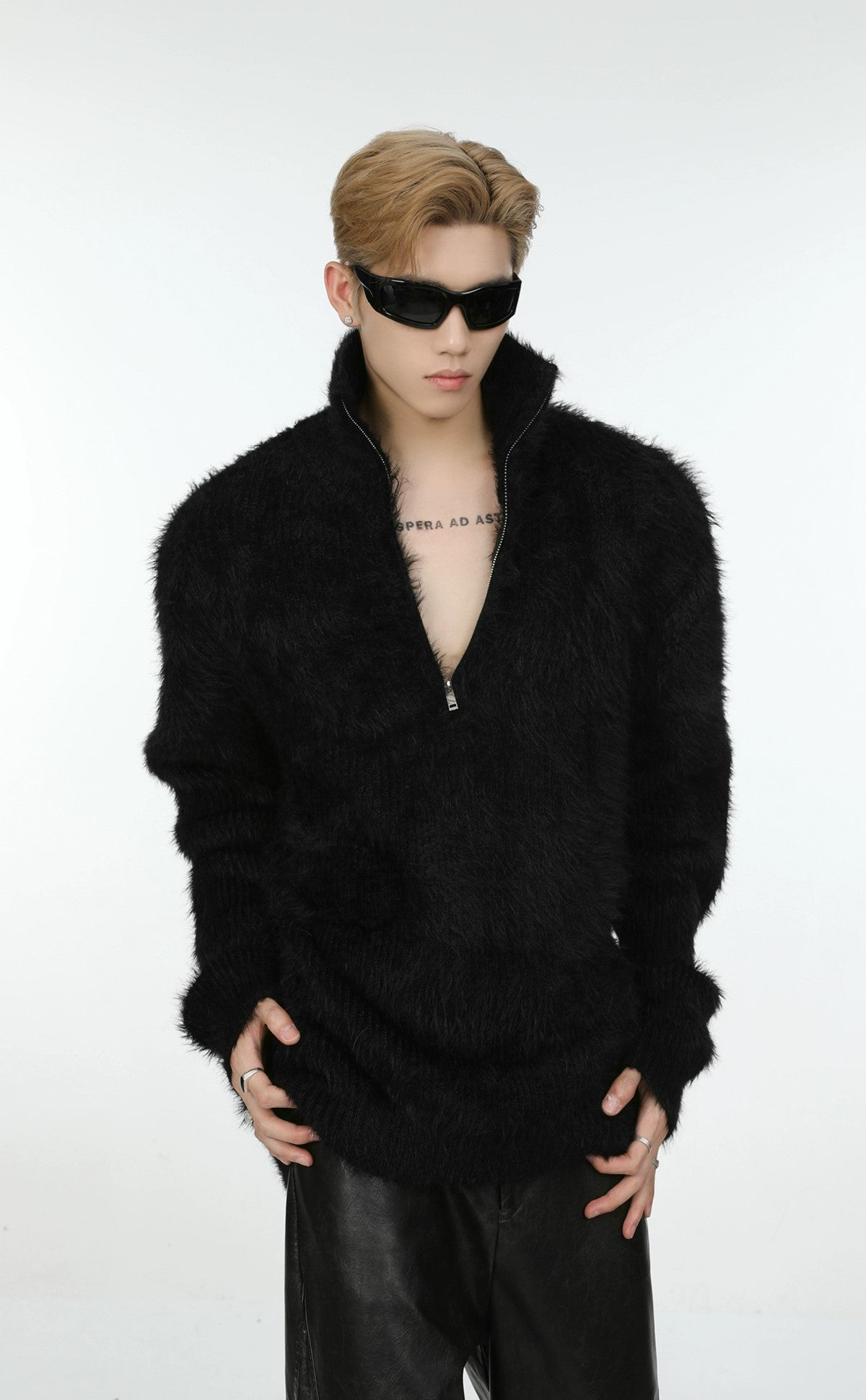 Oversize High-neck Furry Knit Sweater WN3770 – WONDER NOAH