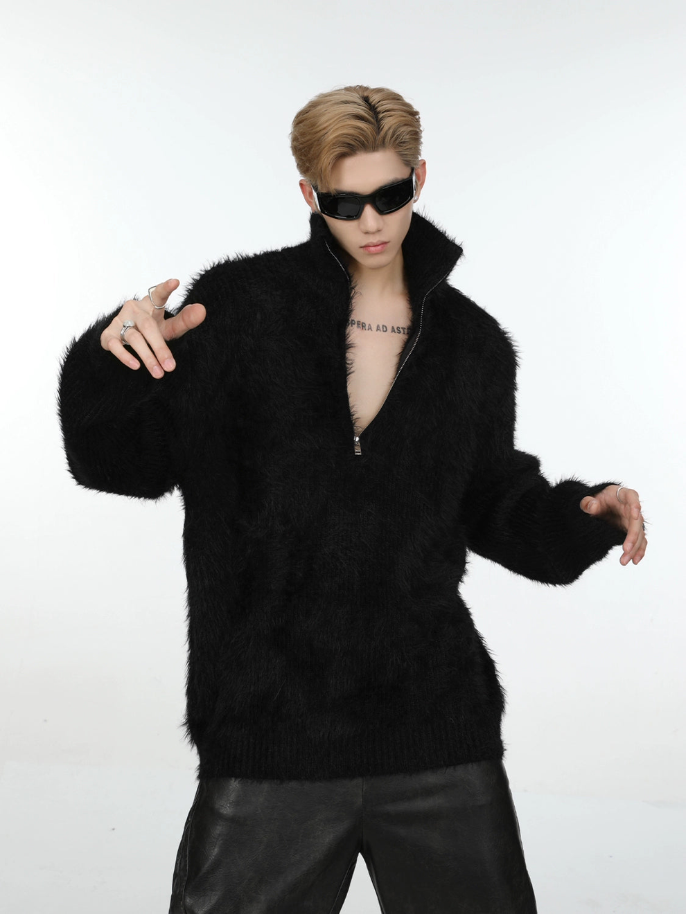 Oversize High-neck Furry Knit Sweater WN3770 – WONDER NOAH