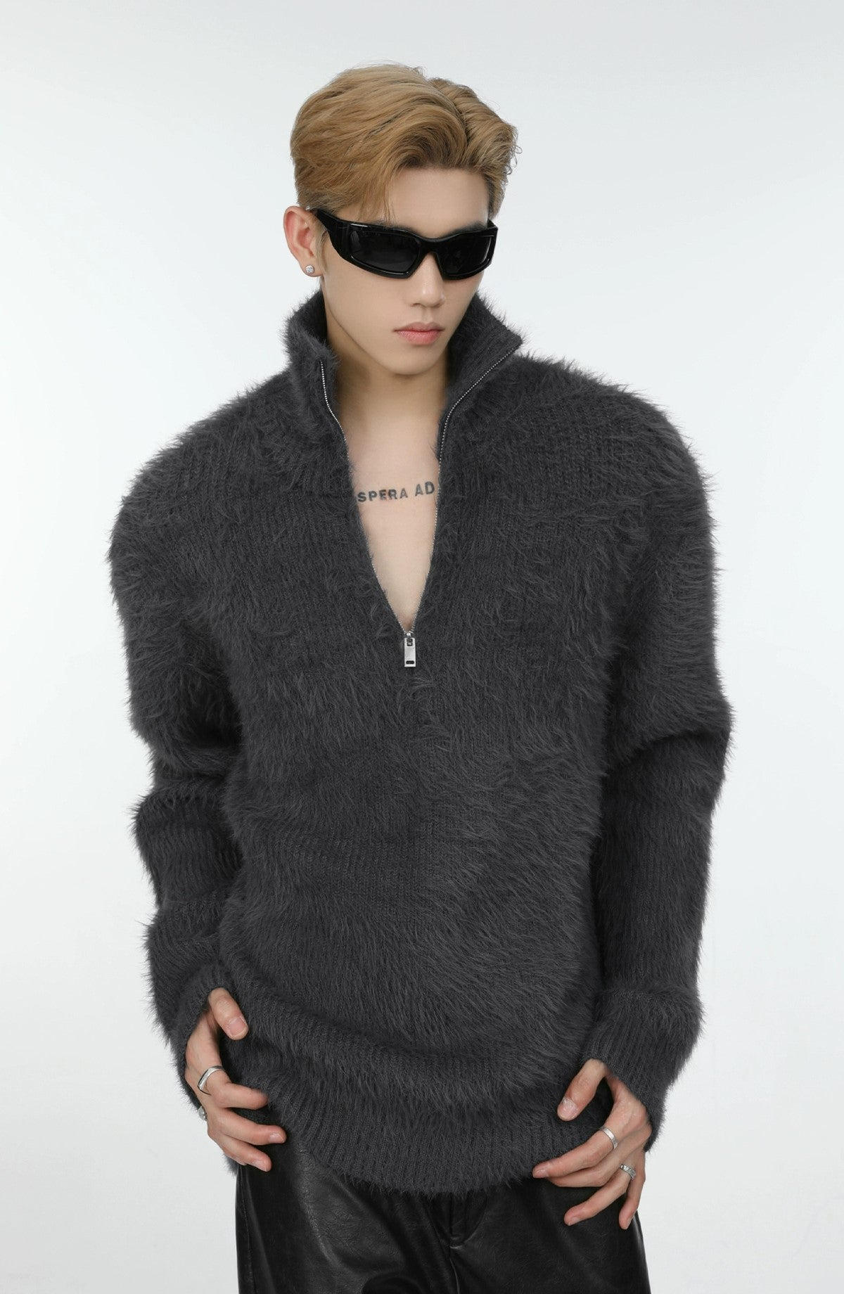 Oversize High-neck Furry Knit Sweater WN3770 – WONDER NOAH