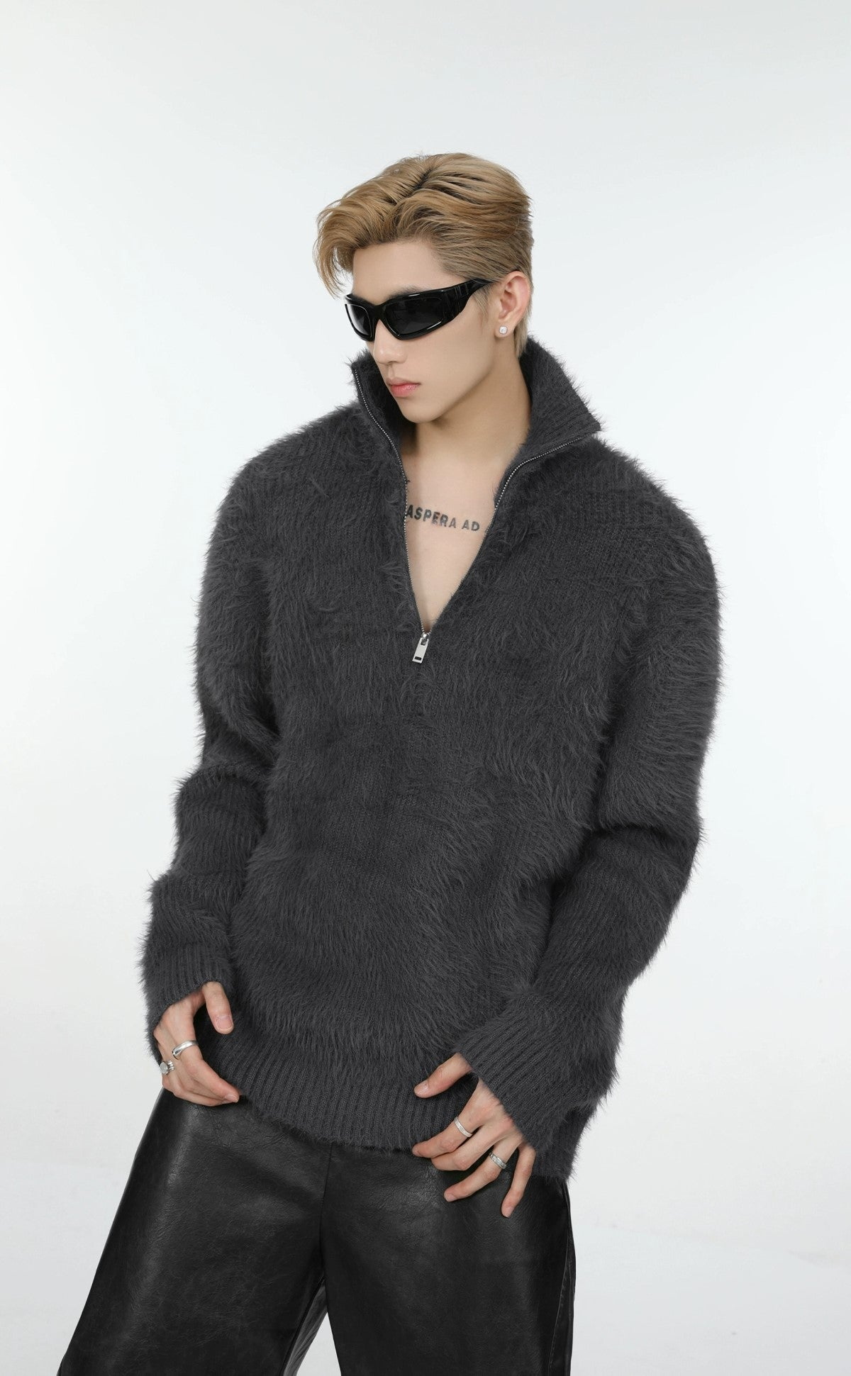 Oversize High-neck Furry Knit Sweater WN3770 – WONDER NOAH