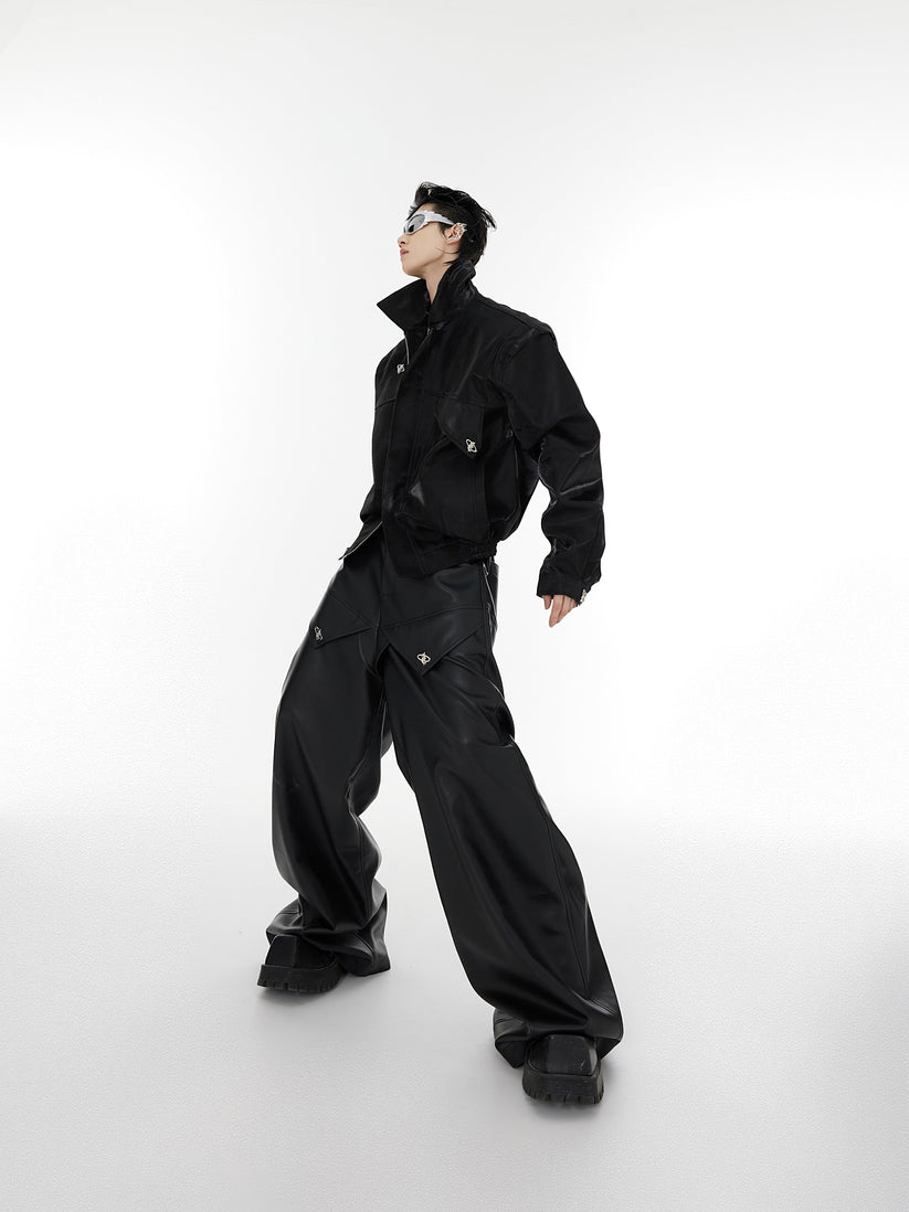 Oversize Shoulder-pads PU Leather Jacket WN2019 – WONDER NOAH