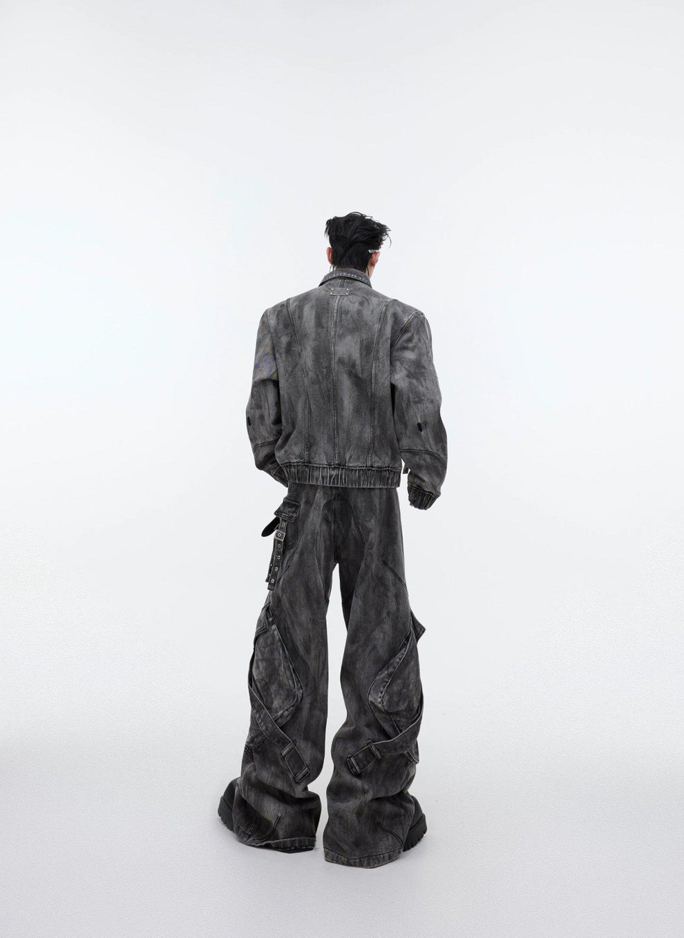 Oversize Zipper Denim Jacket & Wide-leg Denim Jeans Setup WN2366 ...