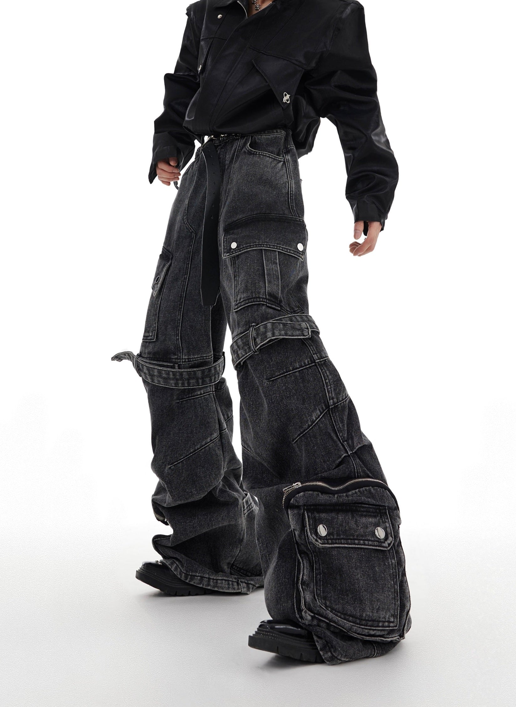 Wide-leg Belted Denim Jeans WN2040 – WONDER NOAH
