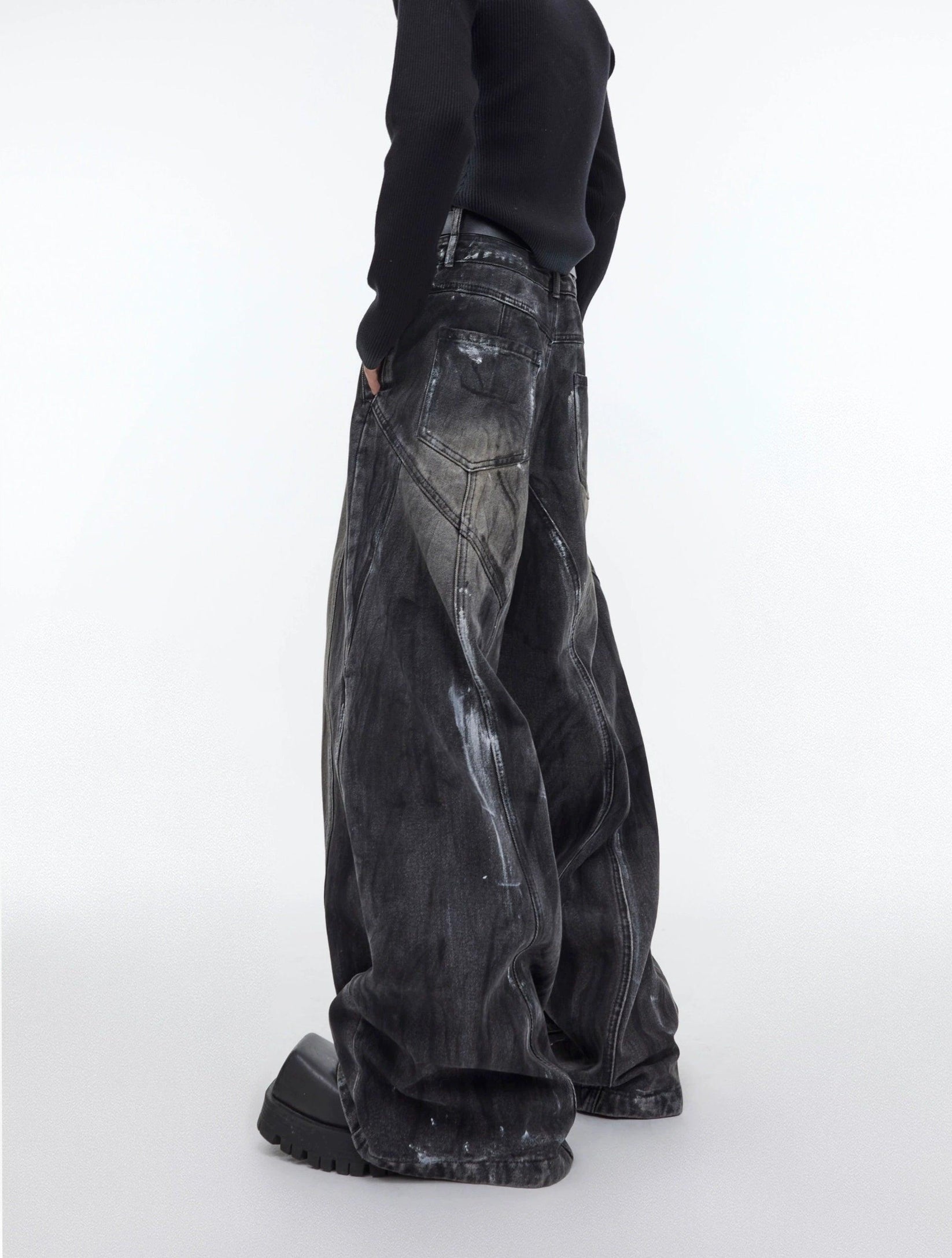 Wide-leg Graffiti Denim Jeans WN2379 – WONDER NOAH