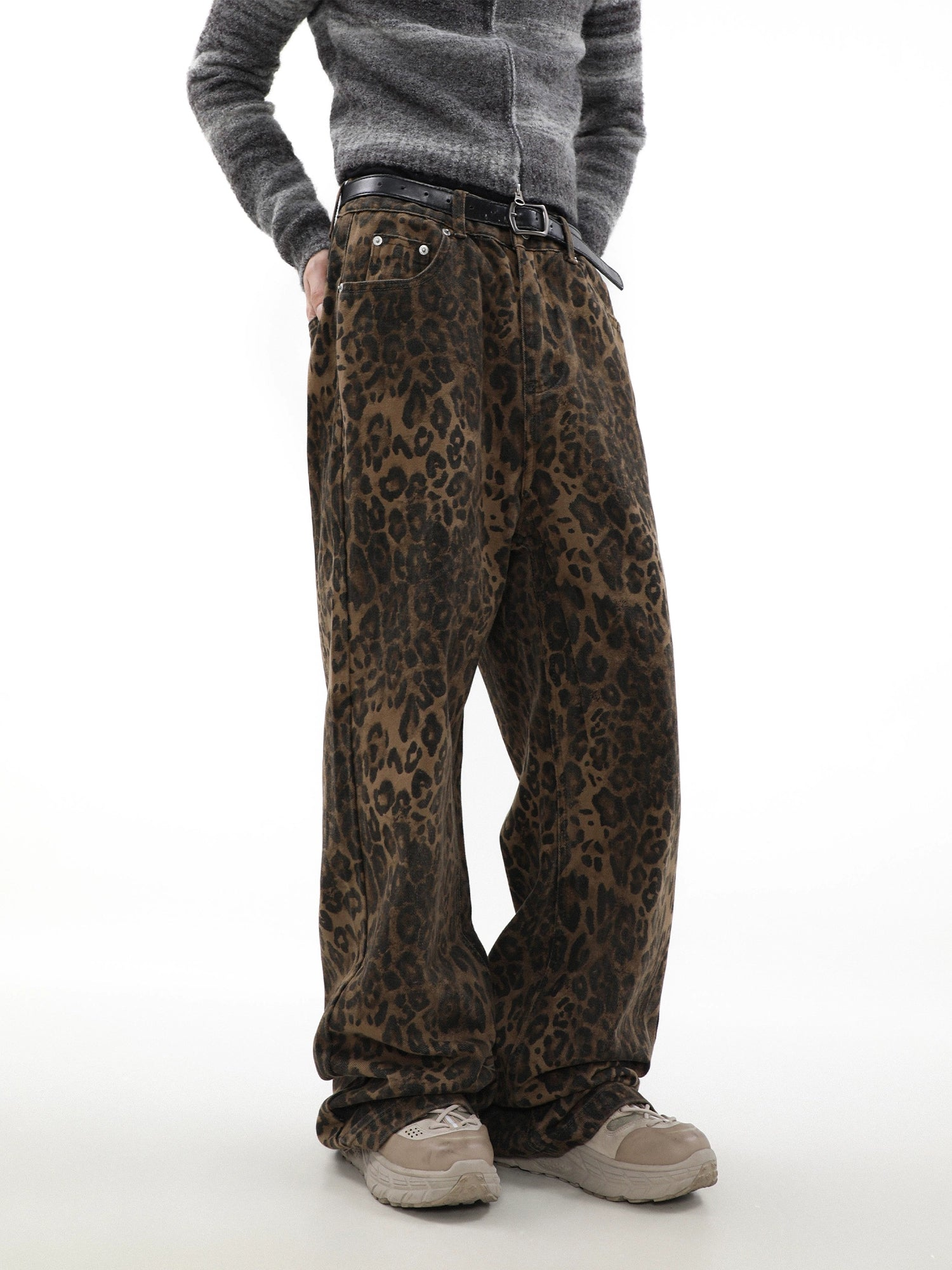 Wide-leg Leopard Print Denim Jeans WN3061 – WONDER NOAH