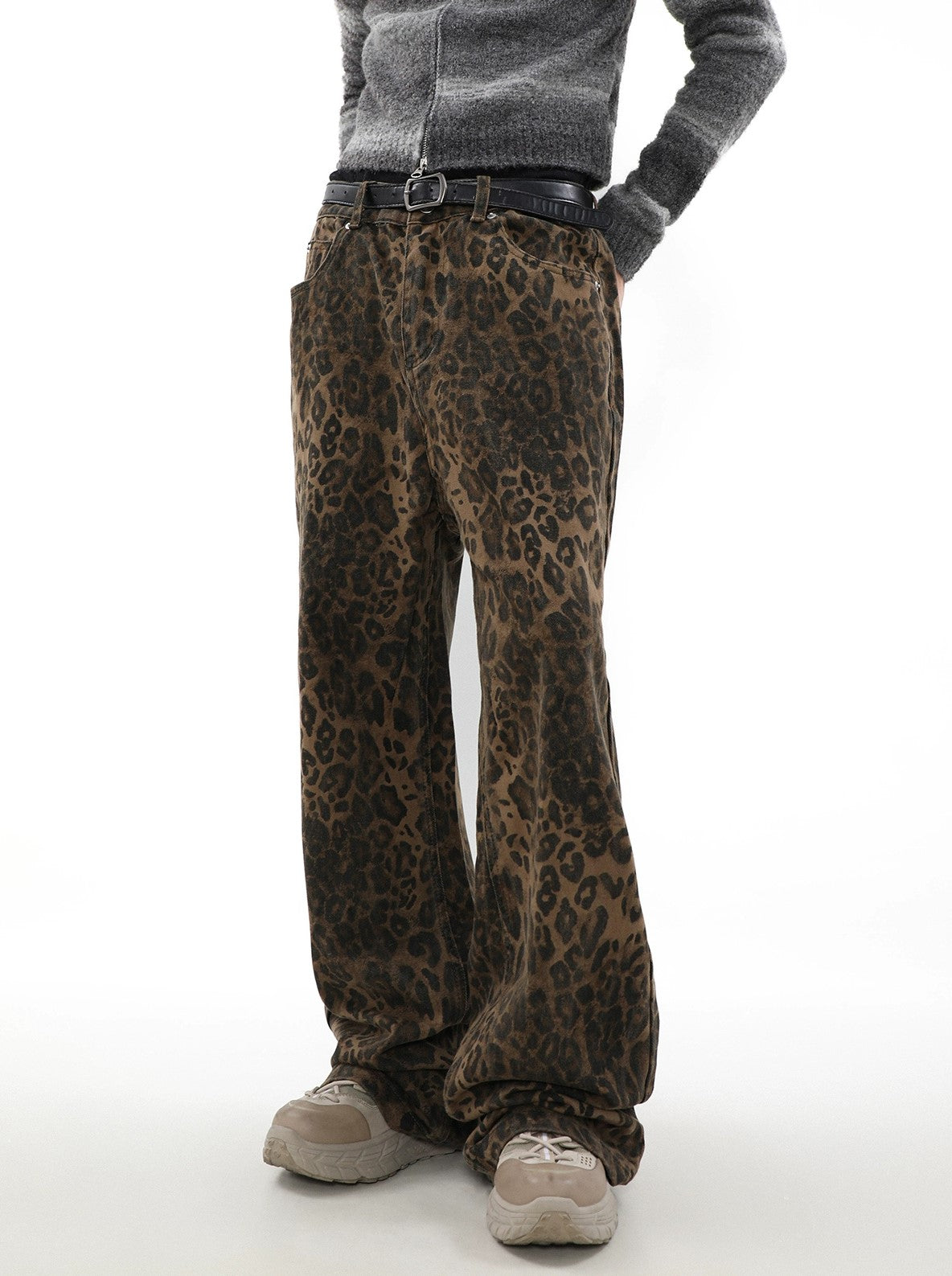 Wide-leg Leopard Print Denim Jeans WN3061 – WONDER NOAH